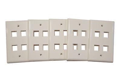 (5) Pack of 4 Keystone Port Single Gang Data Wall Plates White | eBay
