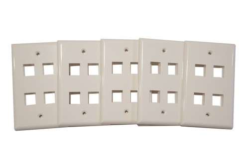 (5) Pack of 4 Keystone Port Single Gang Data Wall Plates White | eBay