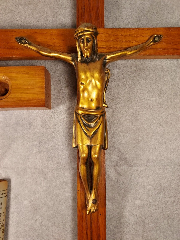 Antique 1940s Catholic Divinity Sick Call 'Last Rites' Crucifix Cross w ...