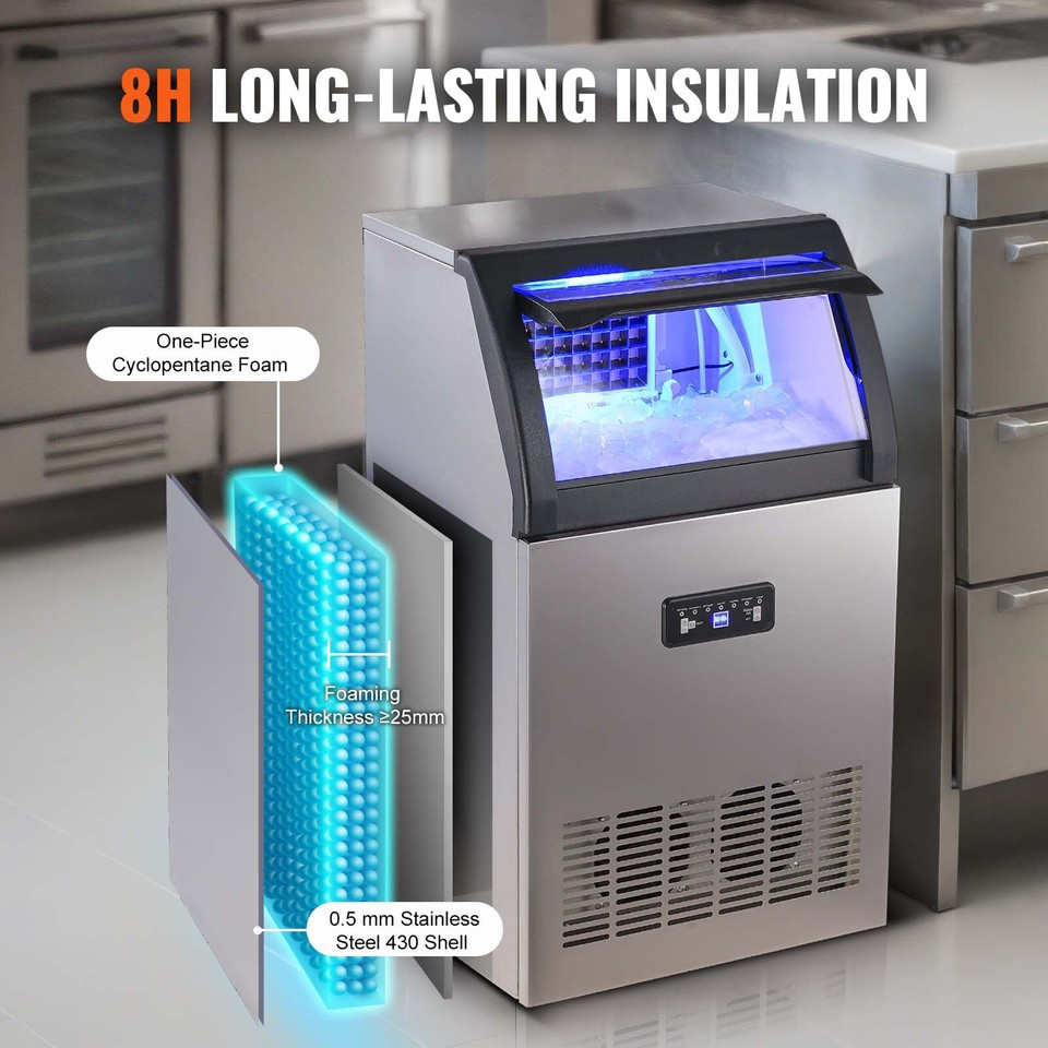 150lb Commercial Ice Maker Undercounter Ice Cube Machine Freestanding ...