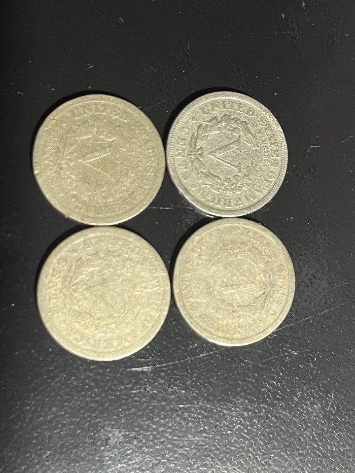 (4) Liberty Head V Nickel 5 Cents US Coins - Lot of 4 coins-1899-1901 ...