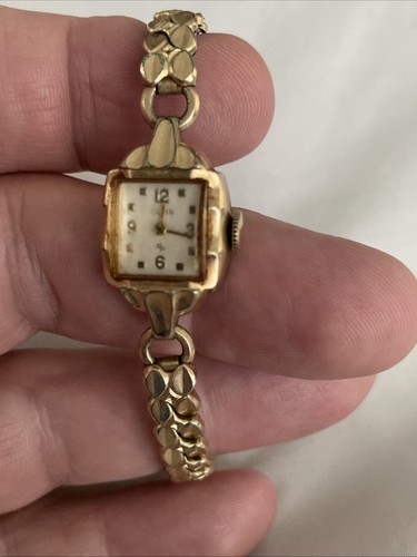 Elgin Ladies Watch Windup Flexible Band Working 10k RGP Bezel Crystal ...