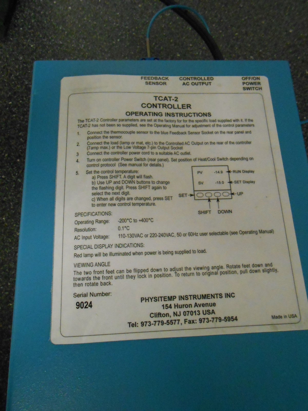 PHYSITEMP TCAT-2AC TEMPERATURE CONTROLLER -200ºC TO +400ºC | eBay