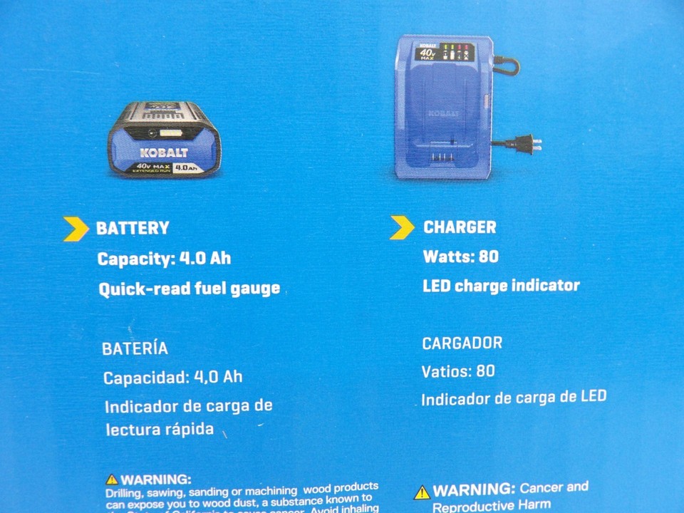 Kobalt 40V MAX KCS 1040A-03 Brushless 14" Chainsaw Kit W/4Ah Battery ...