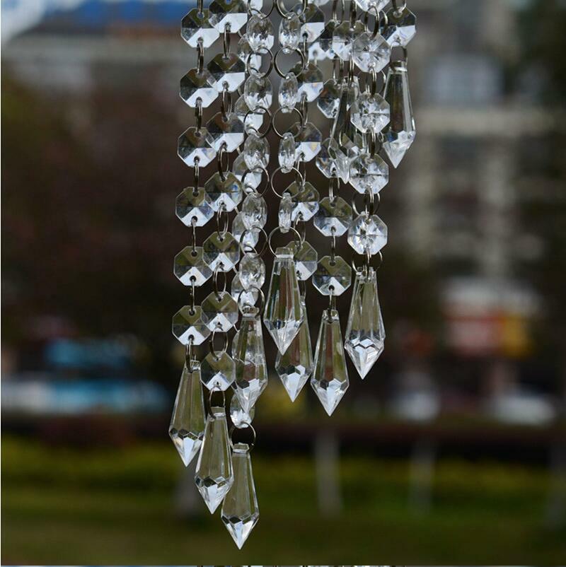 12pcs 50cm Acrylic Crystals Bead String Drop Prism Pendant Wedding ...