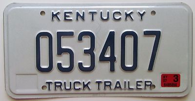 Kentucky 2007 TRUCK TRAILER License Plate NICE QUALITY # 053407 | eBay