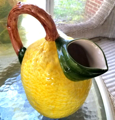 Lemon pitcher, Made in Italy, Majolica, Hand painted Pottery Pitcher | eBay