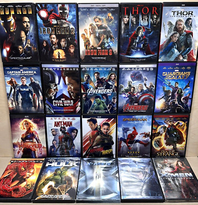 Lot of 20 Marvel MCU Movies DVDs Iron Man Avengers Captain America Thor ...