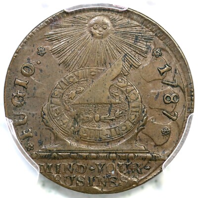 1787 N 11-B R-4 PCGS AU 58 Fugio Cent Colonial Copper Coin | eBay