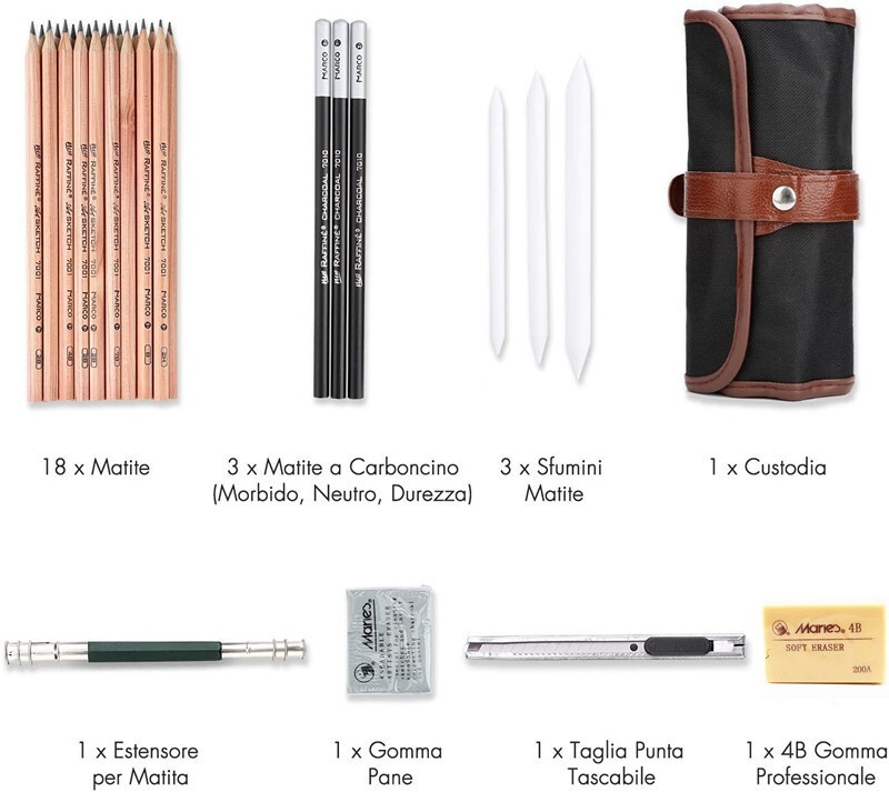 29PCS Professional Drawing Artist Kit Set Pencils And Sketch Charcoal ...