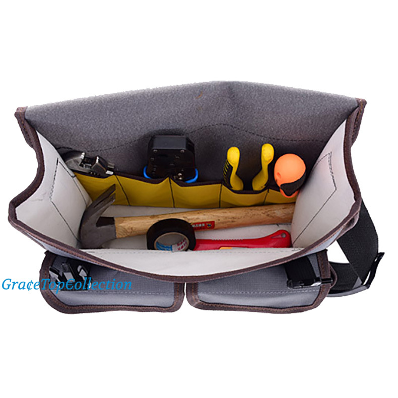 Heavy Duty Canvas Electrician Utility Tool Bag Adjust Shoulder Strap ...