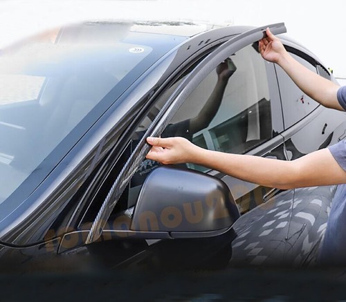 For Tesla Model Y 20-21 ABS Glossy Carbon Fiber Window Visor Vent Sun ...