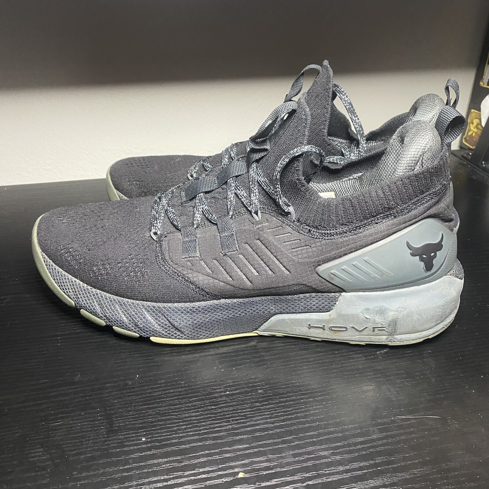 Under Armour Project Rock 3 HOVR Black Grey Sneakers Shoes 3023004-001 ...
