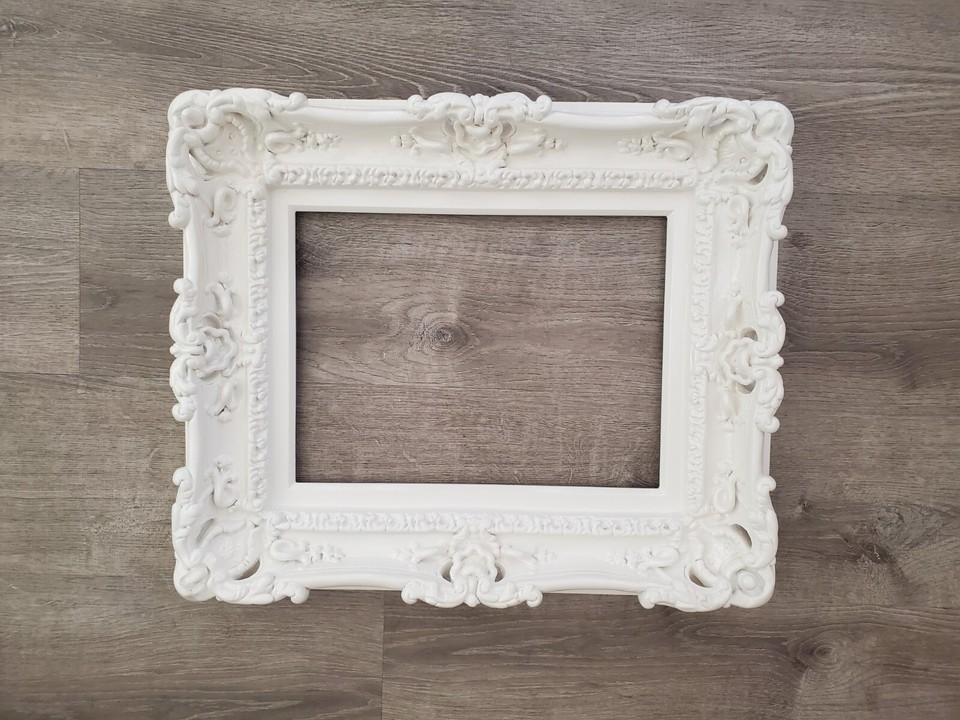 12x16 White Ornate Fancy Picture Frame Baroque Photo Frame Canvas Art ...