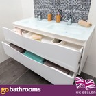 1200mm Vanity Unit Wall Hung Double White Gloss Bathroom Unit & White ...