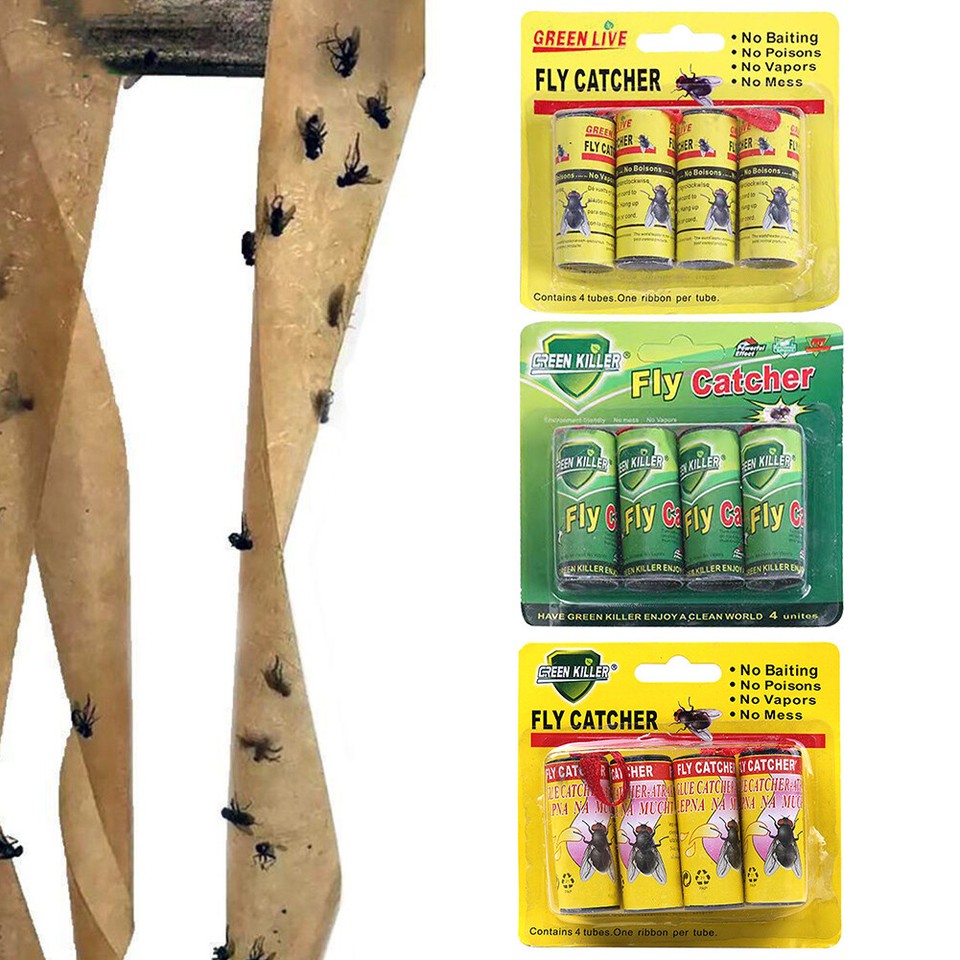 Fly Strips Strong Adhesive Fly Trap Paper Strip Double Sided for House ...