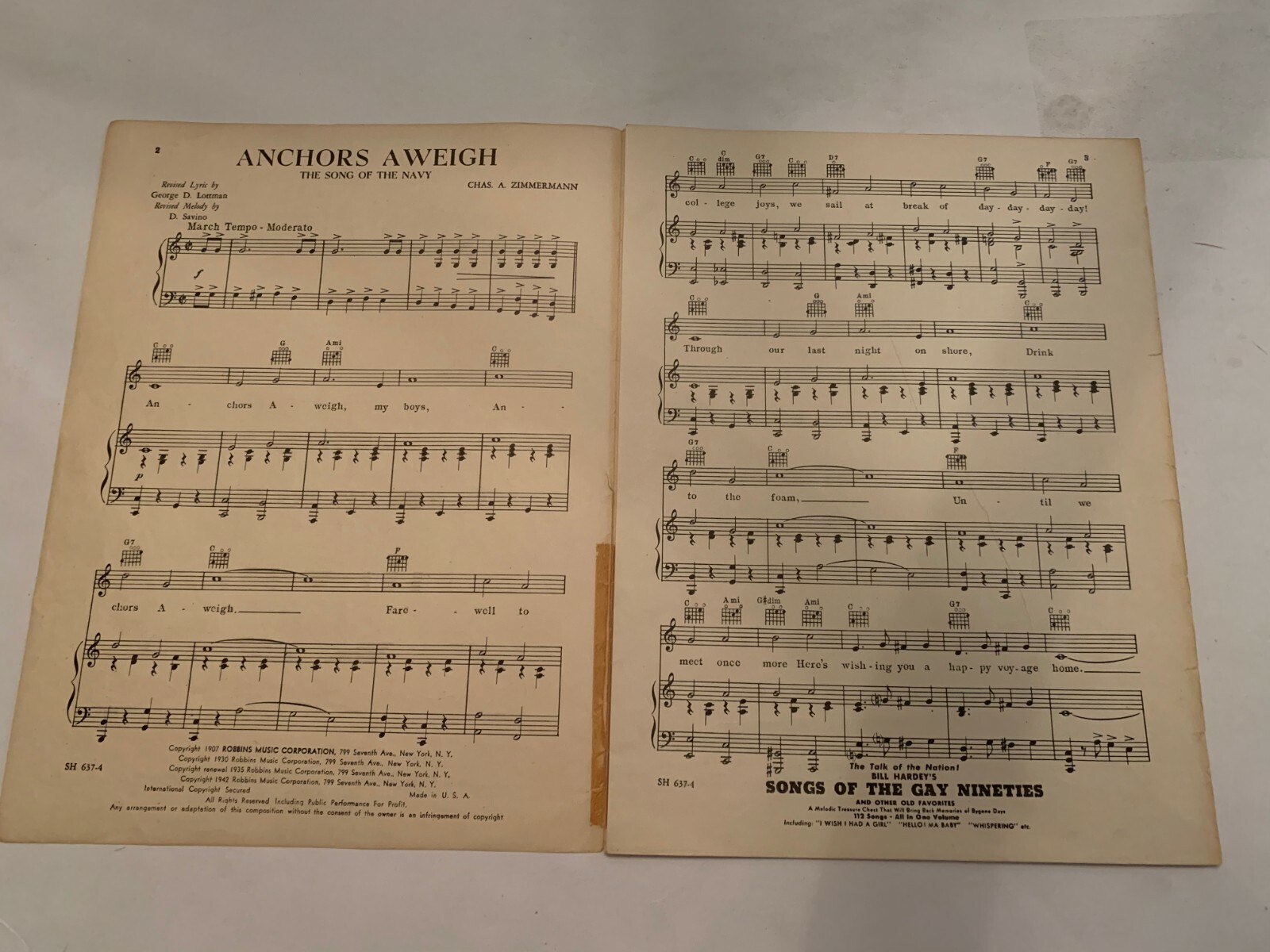 1942 Anchors Aweigh The Song Of The Navy Sheet Music | eBay
