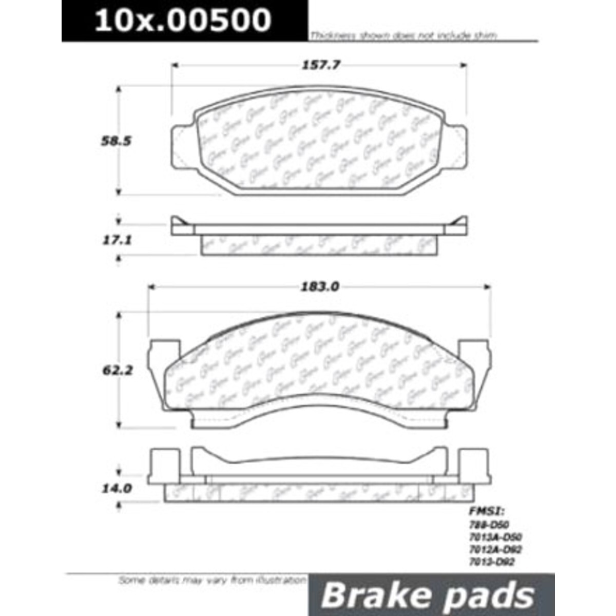 102.005 Centric Brake Pad Sets 2-Wheel Set Front for Country Custom ...
