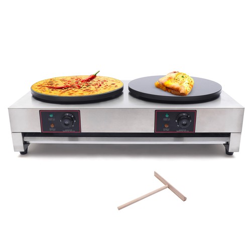 Double Hotplate Non Stick Commercial Electric Crepe Maker 16" Pancake ...