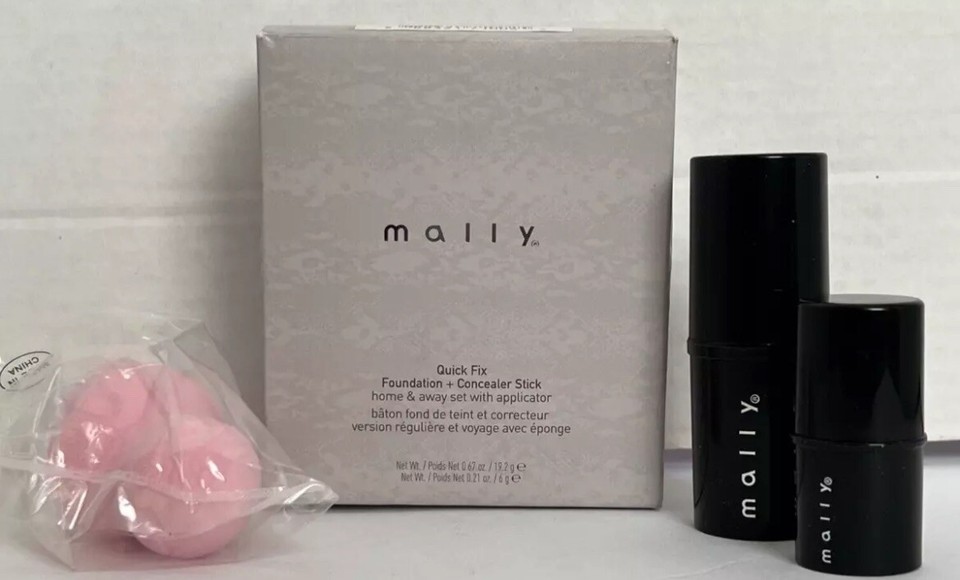NIB Mally Quick Fix Foundation + Concealer Stick Home & Away Set Kit ...