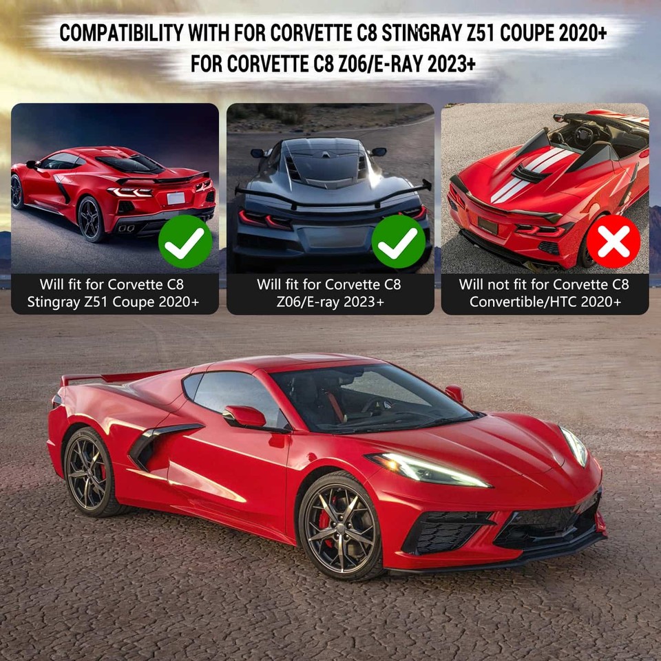 Carbon Fiber Rear Window Split Applique Cover For Corvette C8 Z06 E-RAY ...