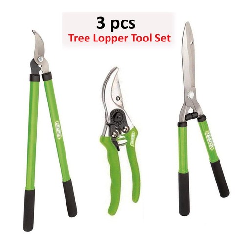 3pc Garden Tree Lopper Hedge Cuter Set Shears Secateurs Shrub Pruning ...