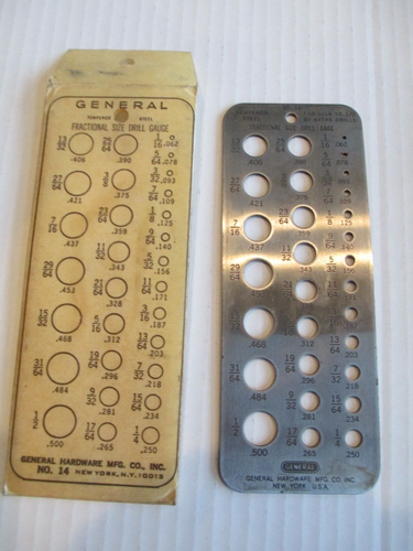 Vintage General Hardware No. 14 Fractional Size Drill Gauge B46 | eBay