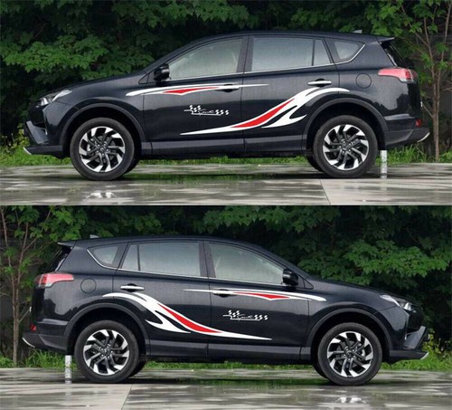 1Set Stripes Graphics Two Side Vinyl Graphics Decals Car Stickers For ...