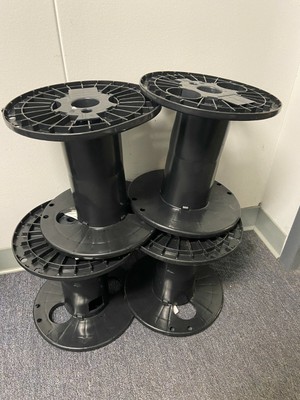 LOT OF 4 Black Plastic Spool Cable Wire Reel 11 5/8 " Dia x 11 1/4 " H ...