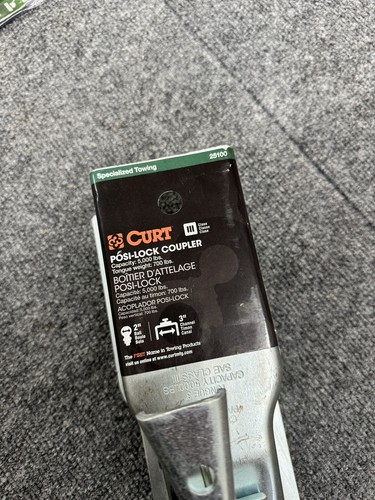 CURT 25100 2" Straight-Tongue Coupler with Posi-Lock (3" Channel, 5K ...