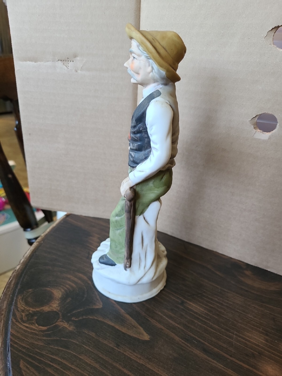 Vintage Old Man Figurine Senior Male Holding Fruit Basket 1970s Country ...