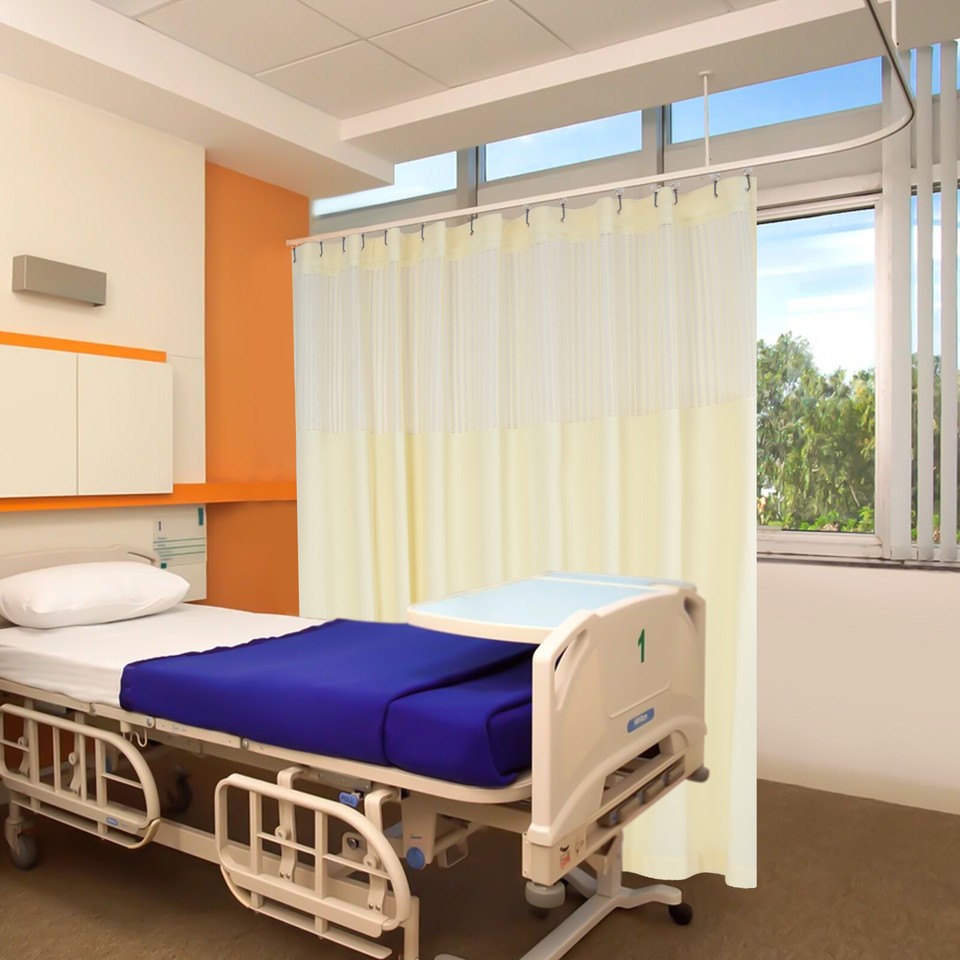 Hospital Privacy Cubicle Curtain w/ Mesh Top 12*8ft Clinic Room Divider ...