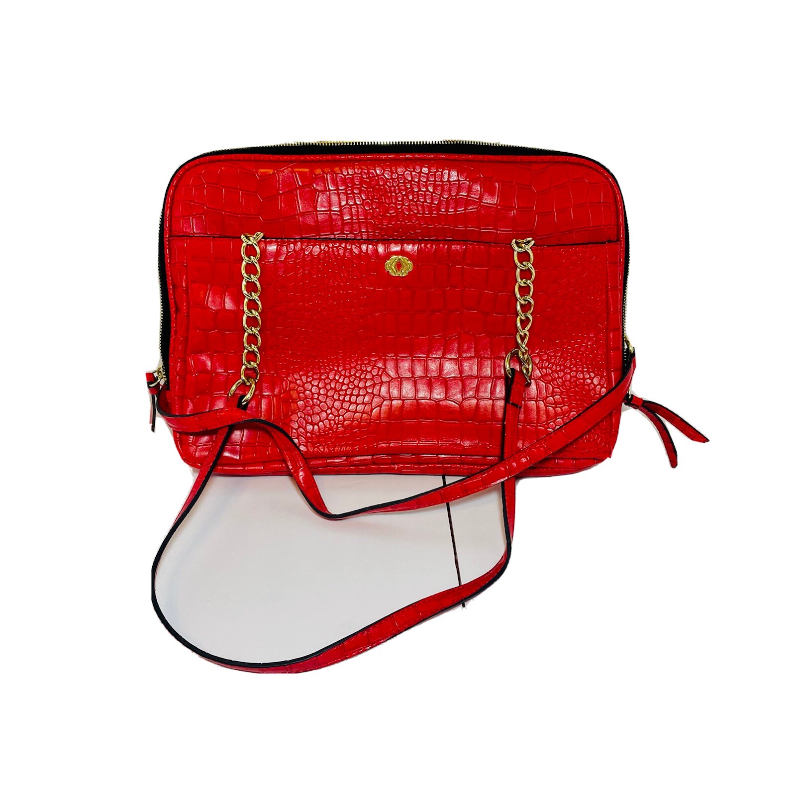 Kate Landry Red Statement Crocodile Skin Bag - Gem