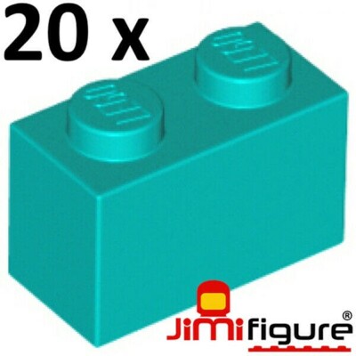 NEW 20 x LEGO 1x2 Brick Dark Turquoise 3004 Genuine Bulk Bright ...