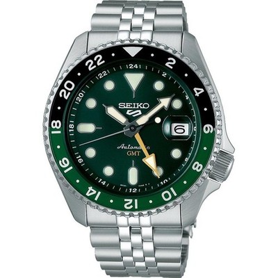 Seiko SSK035 5 Sports Automatic Silver-Tone with Green Dial GMT Series ...