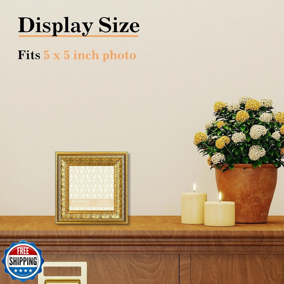 VIOLABBEY 5x5 Picture Frame Gold, Vintage Photo Frame for Wall or | eBay