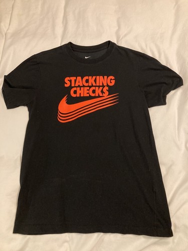 The Nike Tee ‘Stacking Check$’ Mens T-shirt Black Size M Short Sleeve ...
