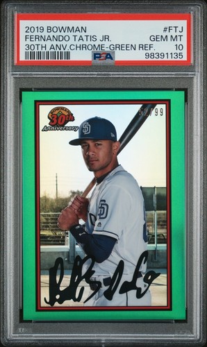 Fernando Tatis Jr. 2019 Bowman 30th Anniv. Chrome Green Refractor #/99 ...