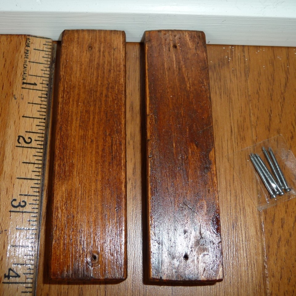 2 Wood Pulley Dust Covers With Nails - Antique OG Clock Part Wooden | eBay