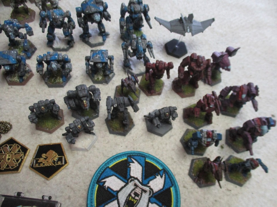 BATTLETECH CLAN GHOST BEAR PATCH & PIN & COIN & PAINTED MINIATURES SET ...