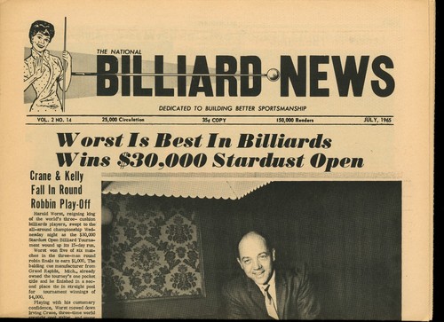 July 1965 Billiard News Harold Worst Wins Stardust Open | eBay