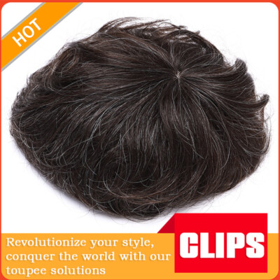 Clip In Women/ Mens Toupee Real Remy Human Hair Piece Natural System ...
