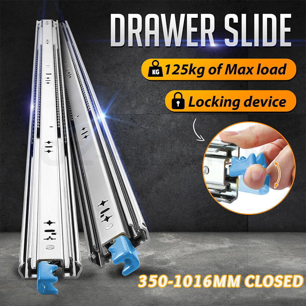 2x Locking Drawer Slide 125KG Heavy Duty Runners Trailer 500-2000mm ...
