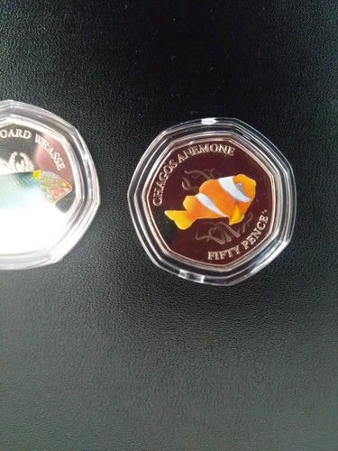 2021 BRITISH INDIAN OCEAN TERRITORIES 50p FULL COLOURED TROPICAL FISH ...