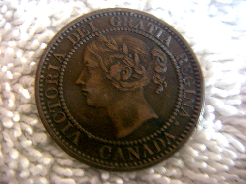 1859 Canadian Large Cent Penny First Year Queen Victoria Copper Bronze ...