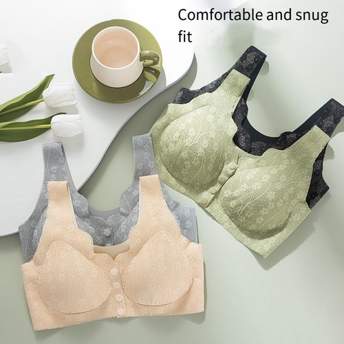 Twisted Button Front Opening Bra for Women No Steel Ring Design ...