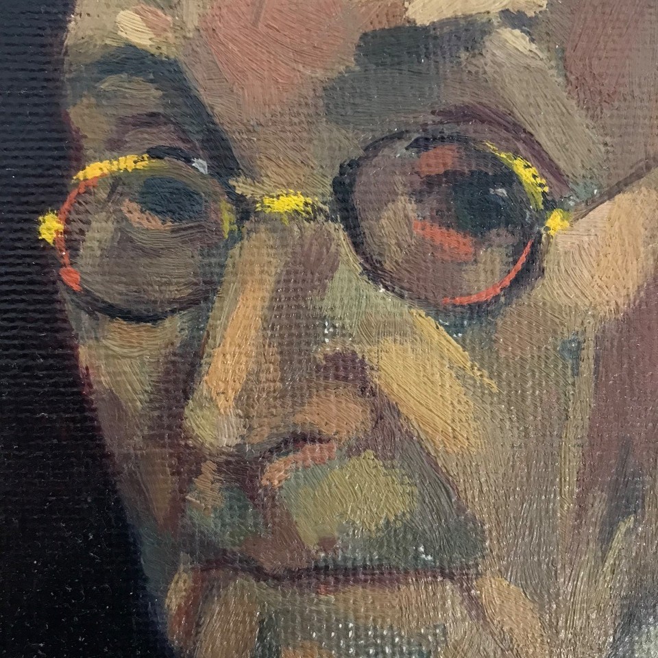 Original Painting Female Portrait With Glasses Unmounted Canvas RMF20 ...