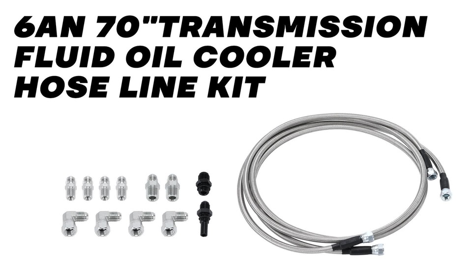 6AN SS Braided Transmission Hose Line Kit Turbo 350 400 4L60E 4L80E ...