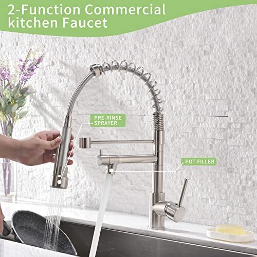 Contemporary Kitchen Sink Faucetsingle Handle Stainless Steel Kitchen ...