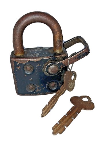 vintage REX accessories Co metal padlock 2 keys works 3" x 2" usa ...